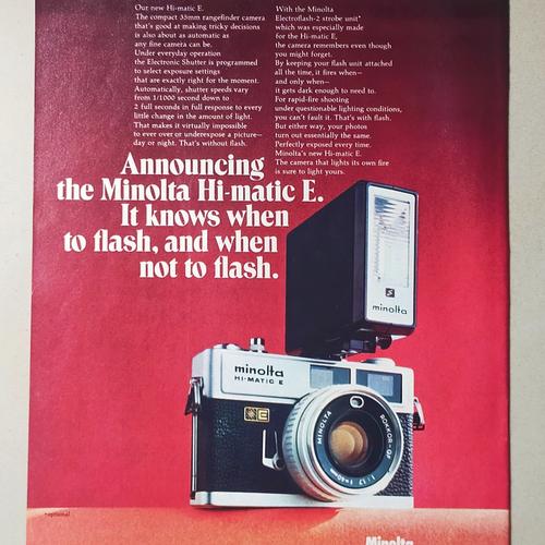 Jual Iklan jadul Kamera Minolta Hi-matic E - original dari majalah th ...