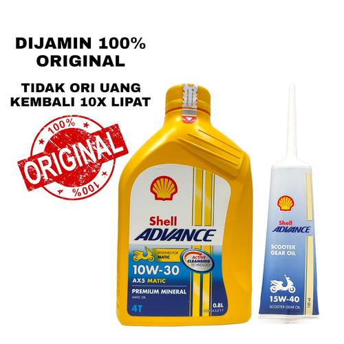 Jual PAKET OLI MATIC SHELL ADVANCE AX5 SCOOTER 0.8L 10W30 + SHELL OLI ...