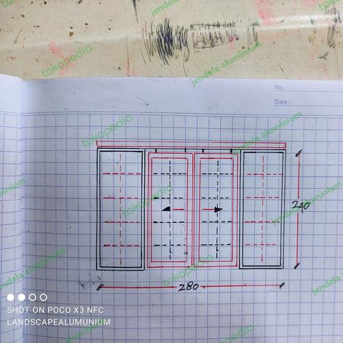 Jual custom pintu sliding dan kaca mati motif Ornamen strip, hitam ...