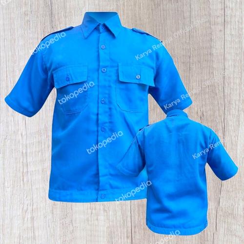 Jual Seragam Kasual Polos Seragam Kerja seragam Lengan pendek Biru PLN ...