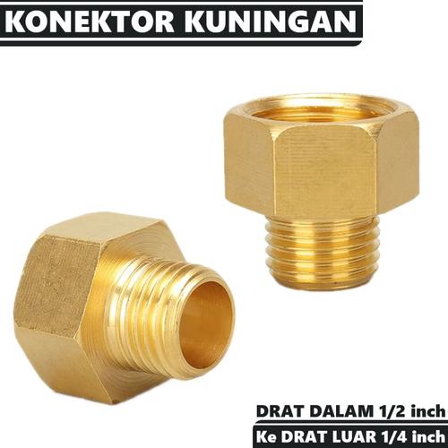 Jual Nepel reducer drat dalam 1/2 inch ke drat luar 1/4 inch bahan kuningan - Kota Depok ...
