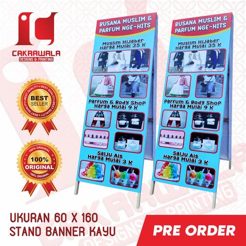 Jual STAND BANNER KAYU UKURAN 60 X 160 - SEGITIGA BANNER KAYU - 2 SISI ...