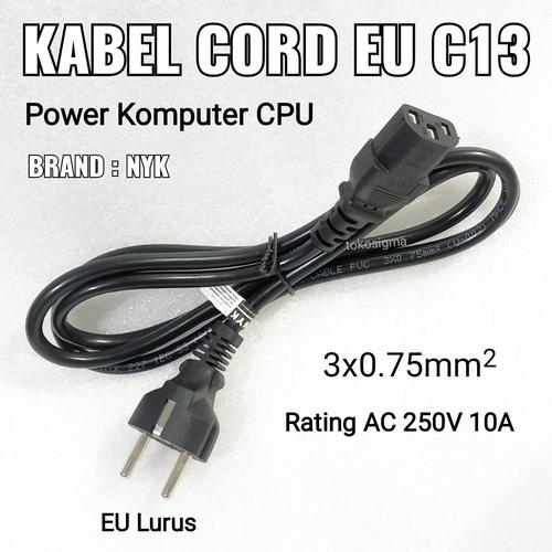 Jual Kabel Power AC Cord 1.5 Meter Lurus EU C13 Komputer CPU NYK 3x0.75mm - Jakarta Barat - Toko ...