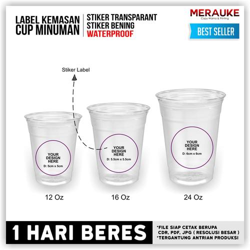 Jual STICKER LABEL MINUMAN CUP / STICKER BENING / TRANSPARAN ...