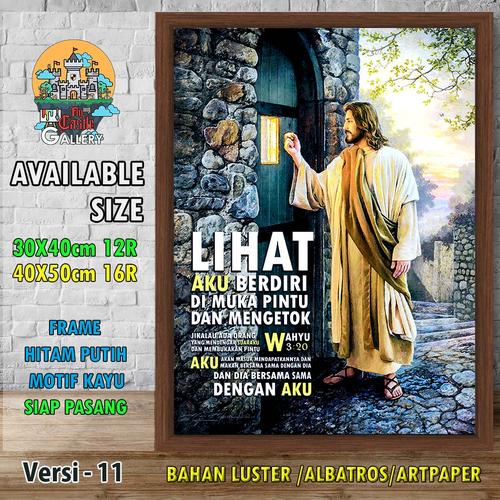 Jual Gambar Poster Lukisan Yesus Mengetuk Pintu + Bingkai Frame Rohani ...