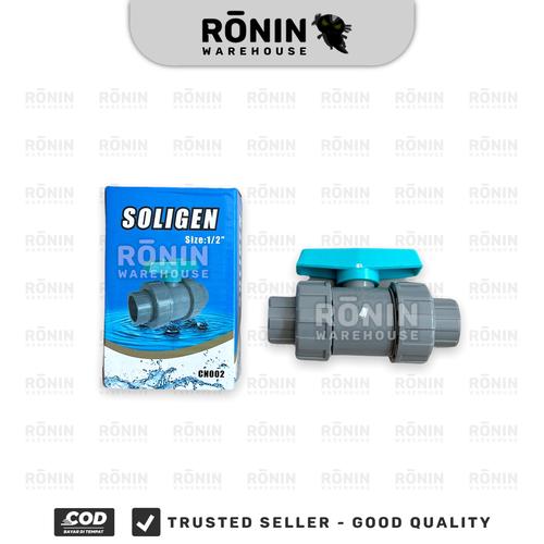Jual SOLIGEN Ball Valve PVC Water Mur 3/4 1/2 1 inch Stop Kran Pipa ...