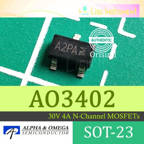 Jual AO3402 A2 30V 4A N-Channel MOSFETs SOT-23 Alpha & Omega Original ...