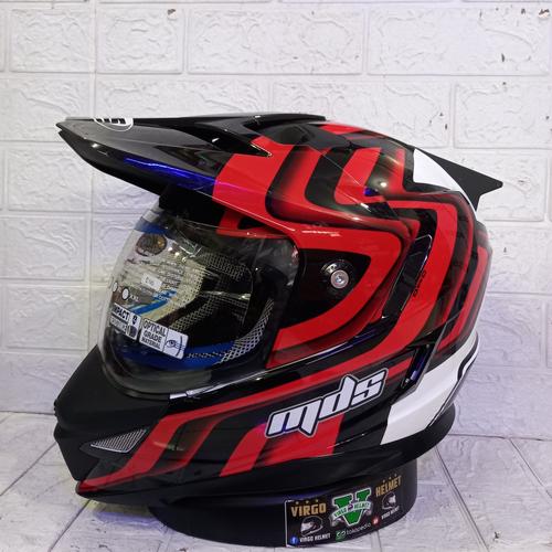 Jual MDS HELM SUPER PRO|SUPERMOTO#1 WHITE BLACK RED DOUBLE VISOR ...