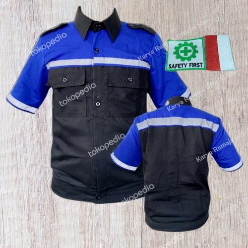 Jual Wearpack Safety Seragam Kerja bengkel kmbinasi lengan pendek Biru ...