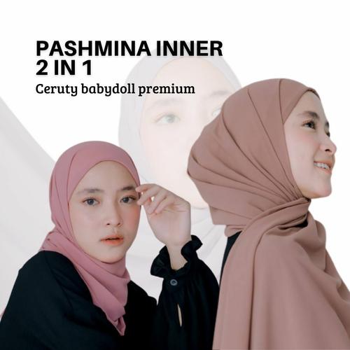 Jual Pashmina Inner 2IN1 Ceruty Babydoll 180x75 Jilbab Premium Hijab Instan - Broken white ...
