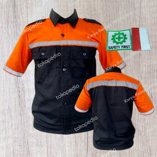 Jual Wearpack Safety Seragam Kerja bengkel kombin lengan pendek Orange ...