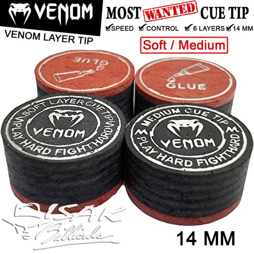 Jual Venom Black Cue Tip - 14 mm Pro Layer Billiard Stick Tips Stik ...