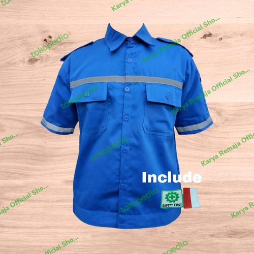 Jual Wearpack Safety Seragam Kerja seragam Bengkel Lengan pendek Biru ...