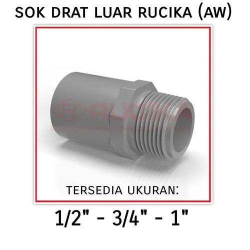 Jual Sok drat luar 1/2" 3/4" 1" inch valve socket sock shock rucika AW ...