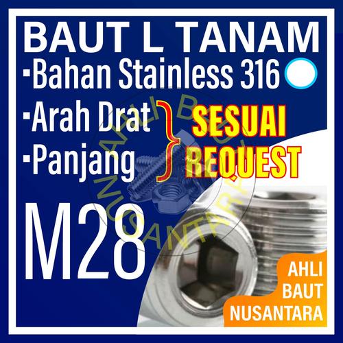 Jual Baut Tanam L Set Plug M28 M29 M30 M31 Baja SUS SS S 201 304 316 ...