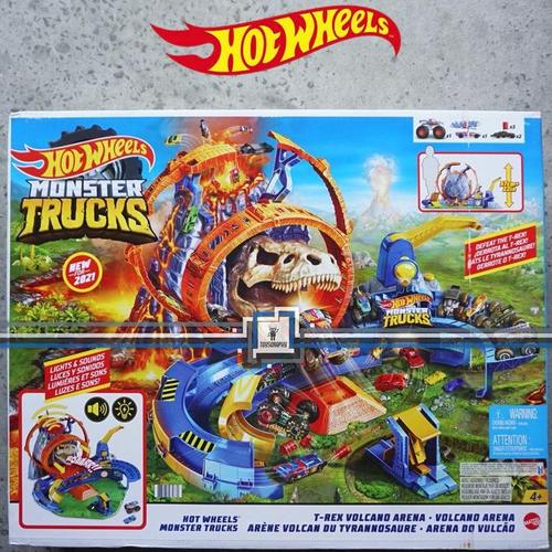 Hot Wheels Monster Trucks Trex Volcano Arena Playset