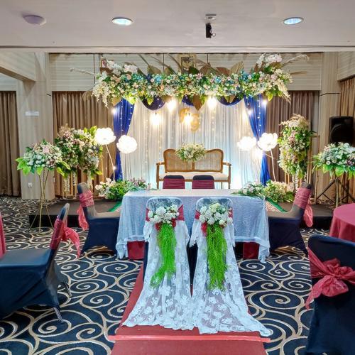 Jual Dekorasi pelaminan simple 3 meter + meja kursi akad + entrance ...