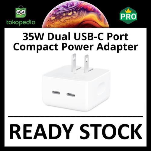 Jual Apple Power Adapter 35W Dual USB-C Port Compact Charger MacBook ...