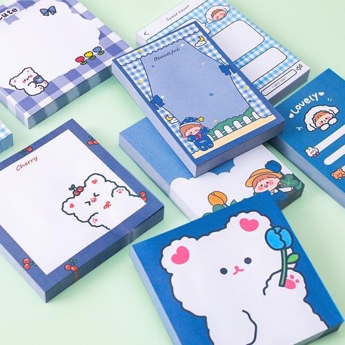 Jual STICKY NOTE INS BLUE GIRL MEMO PAD BLUE CARTOON CUTE KAWAII - rose ...