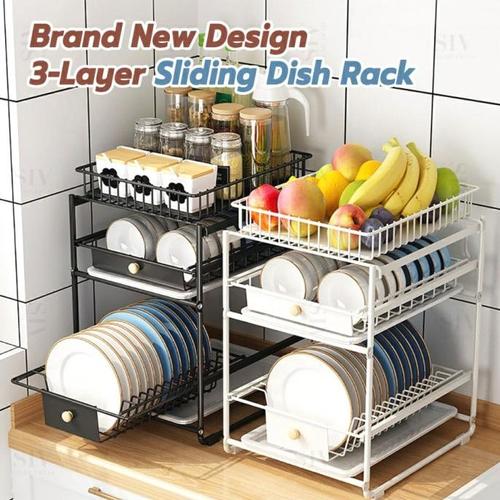Jual Miracle 3 Susun Rak Piring Sliding Dan Rak Bumbu Stainless ...