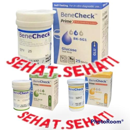 Jual Strip Benecheck Prime Gula Glu Kol Chol Uric Acid Asam Urat 3in1 ...