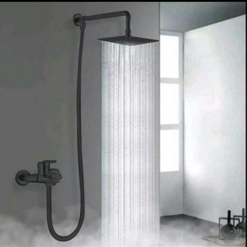 Promo Paket Wall shower 12inch Hitam Tanpa bobok + Kran Panas dingin ...