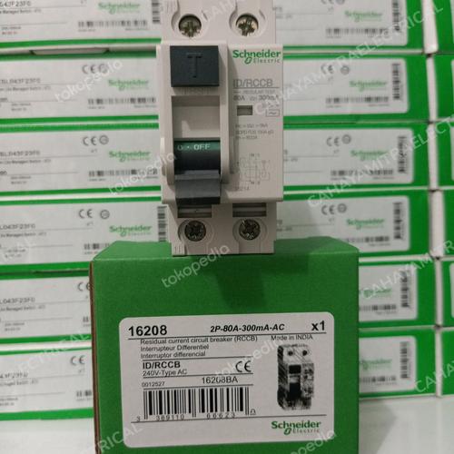Jual ELCB / RCCB Schneider ID/RCCB 2P 80A 300mA Type 16208 Original ...
