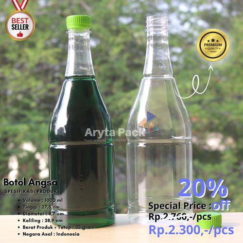 Jual PET629. Botol plastik 1 liter minuman angsa tutup segel hijau ...