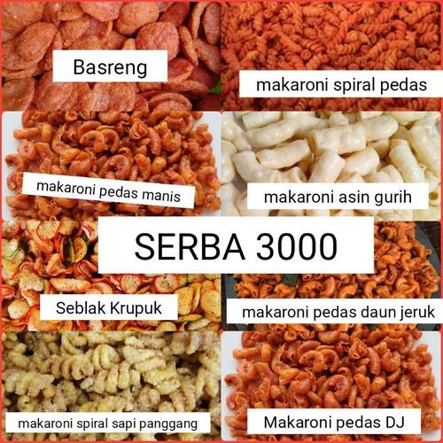 Jual TERMURAH SERBA 3000 ANEKA SNACK CAMILAN MAKARONI BANTET DAN SPIRAL ...