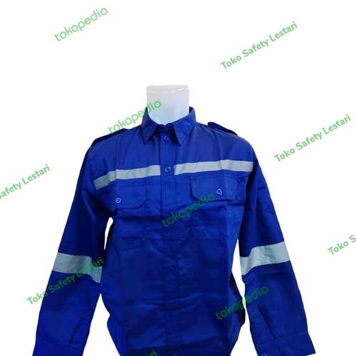 Jual BAJU ATASAN KERJA/SERAGAM KERJA SAFETY LENGAN PANJANG WARNA BIRU ...