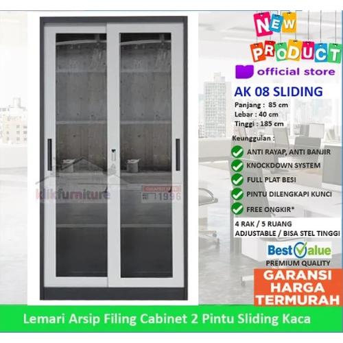 Jual Lemari Arsip Filing Cabinet Besi 2 Pintu Sliding Kaca AK 08 ...