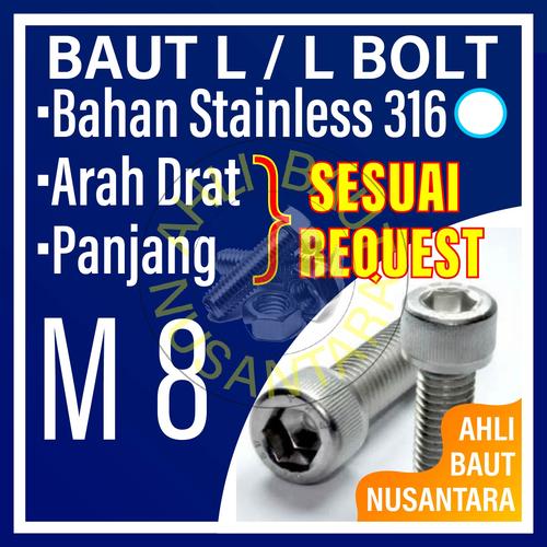 Jual Baut L M8 M9 M10 M11 M12 M13 Baja SUS SS 201 304 316 Kiri Socket ...