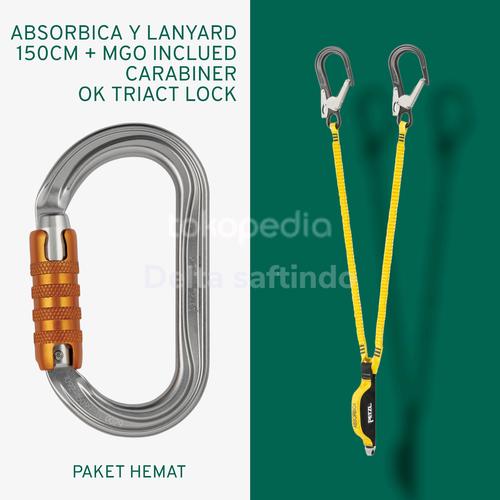 Jual Double Lanyard Petzl Absorbica Y 150cm + Mgo Carabiner Ok Triact ...