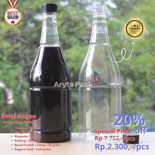Jual PET1956. Botol plastik 1liter pet minuman angsa tutup segel hitam ...