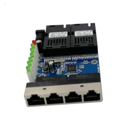 Jual Media Converter 2 Port Fiber Optik 4 Port Lan Plus Adaptor 5V-2A ...