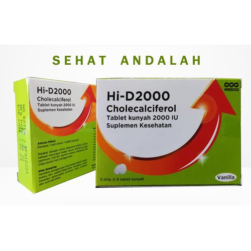 Jual Hi - D2000 (1 BOX/30 TABLET), TABLET KUNYAH 2000 IU SUPLEMEN ...