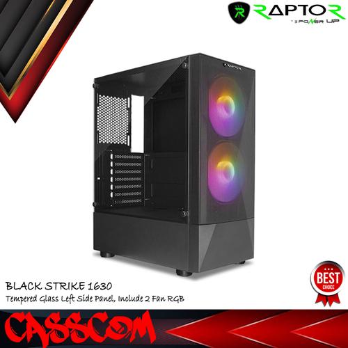 Jual Gaming Case RAPTOR Black Strike 1630 Free 2 FAN Casing Tempered ...