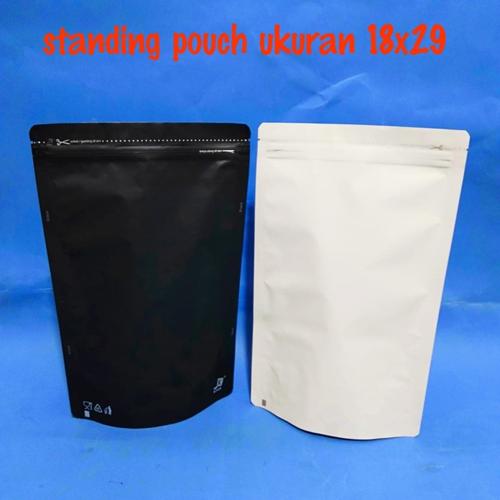 Jual STANDING POUCH HITAM / PUTIH ALUMUNIUM FOIL 18X29 1KG / 500 GR ...