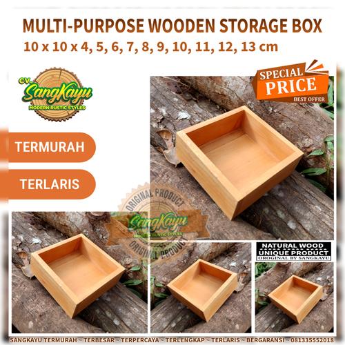 Jual Wooden storage box 10x10 cm kotak kayu kotak tempat penyimpanan ...