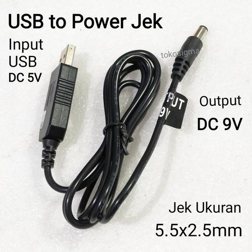 Jual Kabel USB DC 5V Step Up to DC 9V Converter USB Power jek 9V 5.5x2 ...