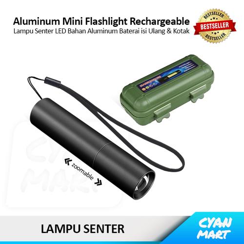 Jual Lampu Senter LED Baterai isi Ulang Aluminum Flashlight ...