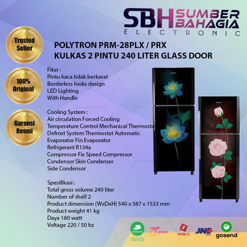 Jual POLYTRON PRM-28PLX / PRX KULKAS 2 PINTU 240 LITER GLASS DOOR (NEW) - Kota Bandung ...