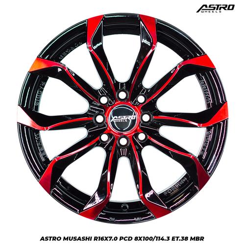 Promo Velg Mobil Astro Musashi 16X7.0 8X100/114.3 ET.38 Matte Black Red ...