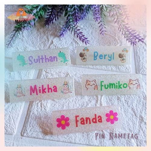 Jual Nametag Anak Unik Pin Lucu Papan Nama Dada Akrilik Resin Custom ...