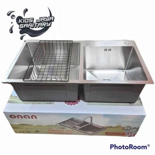 Jual Kitchen sink ONAN 8245 stainless paket komplit kran fleksibel ...