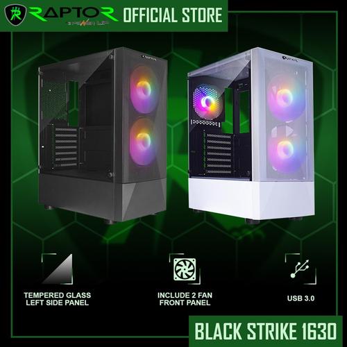 Jual Gaming Case RAPTOR Black Strike 1630 Free 2 FAN Casing Tempered ...