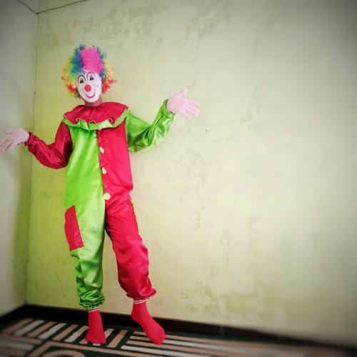 Jual Kostum Badut Topeng Lucu Hijau Merah lengkap dengan wig dan topeng ...