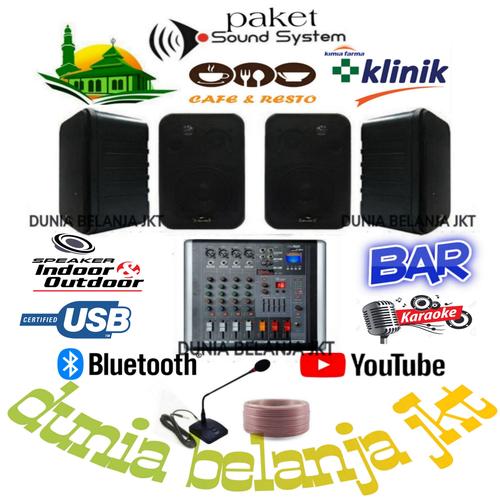 Jual paket sound power mixer 4 channel 4 titik speaker 4 inch mic meja - Jakarta Barat - DUNIA ...