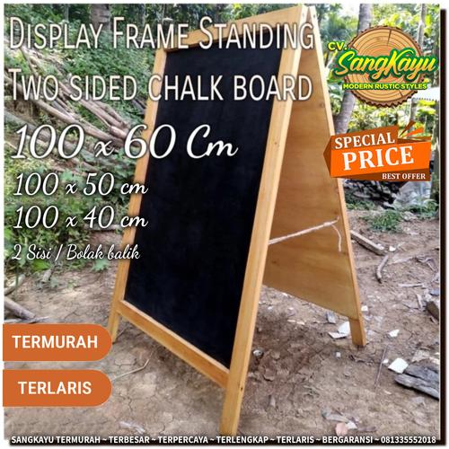 Jual Wooden Display Frame Standing 100x60 Two side chalkboard papan ...
