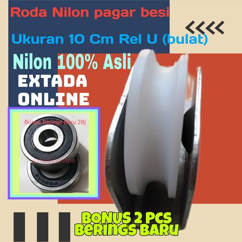 Jual Roda pagar besi nilon 10cm Rel u bulat bonus 2bj bering baru - Kab ...